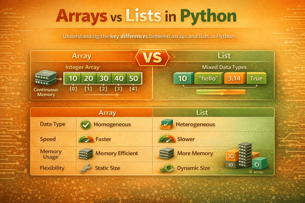 Array vs List in Python: Differences, Uses & Examples